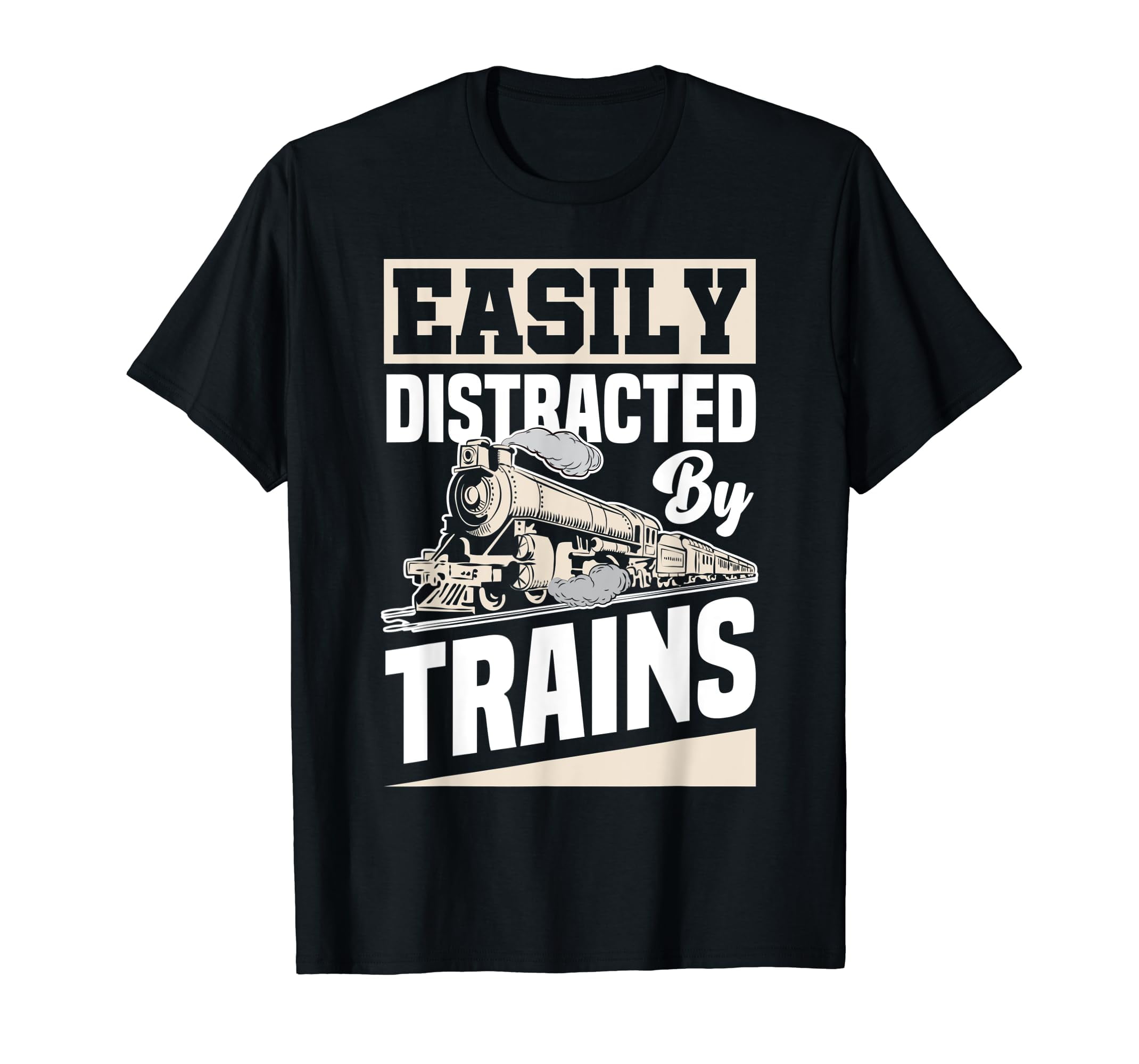 Easily Distracted By Trains Funny Train T-Shirt Black Tee - Walmart.com