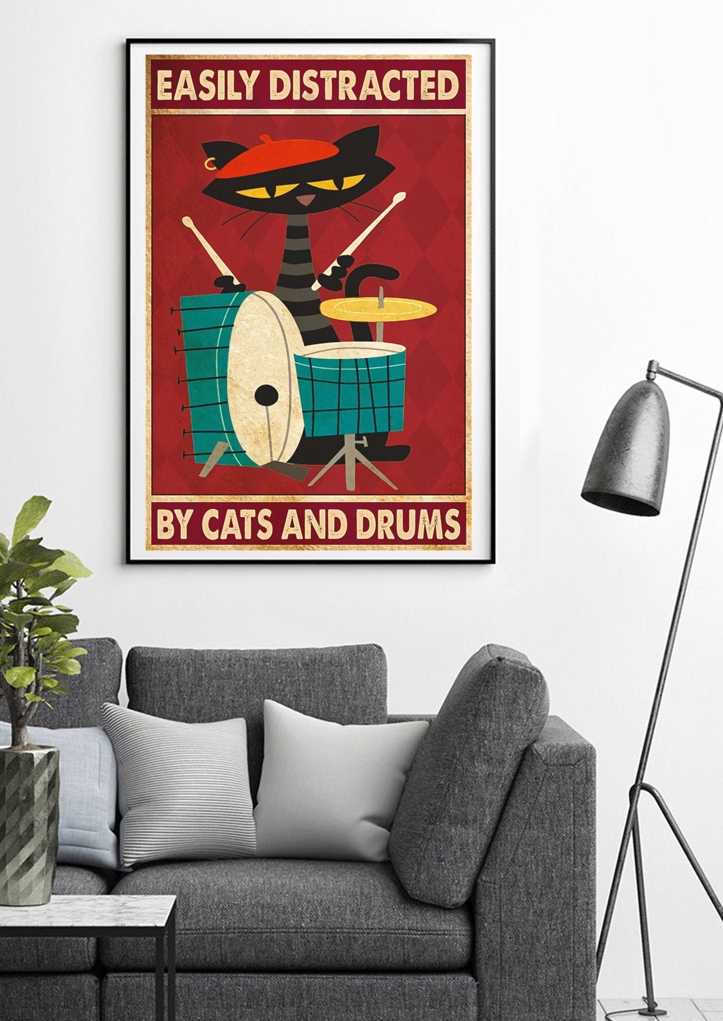Easily Distracted By Cats And Drums poster, Gift poster,Music Lover ...