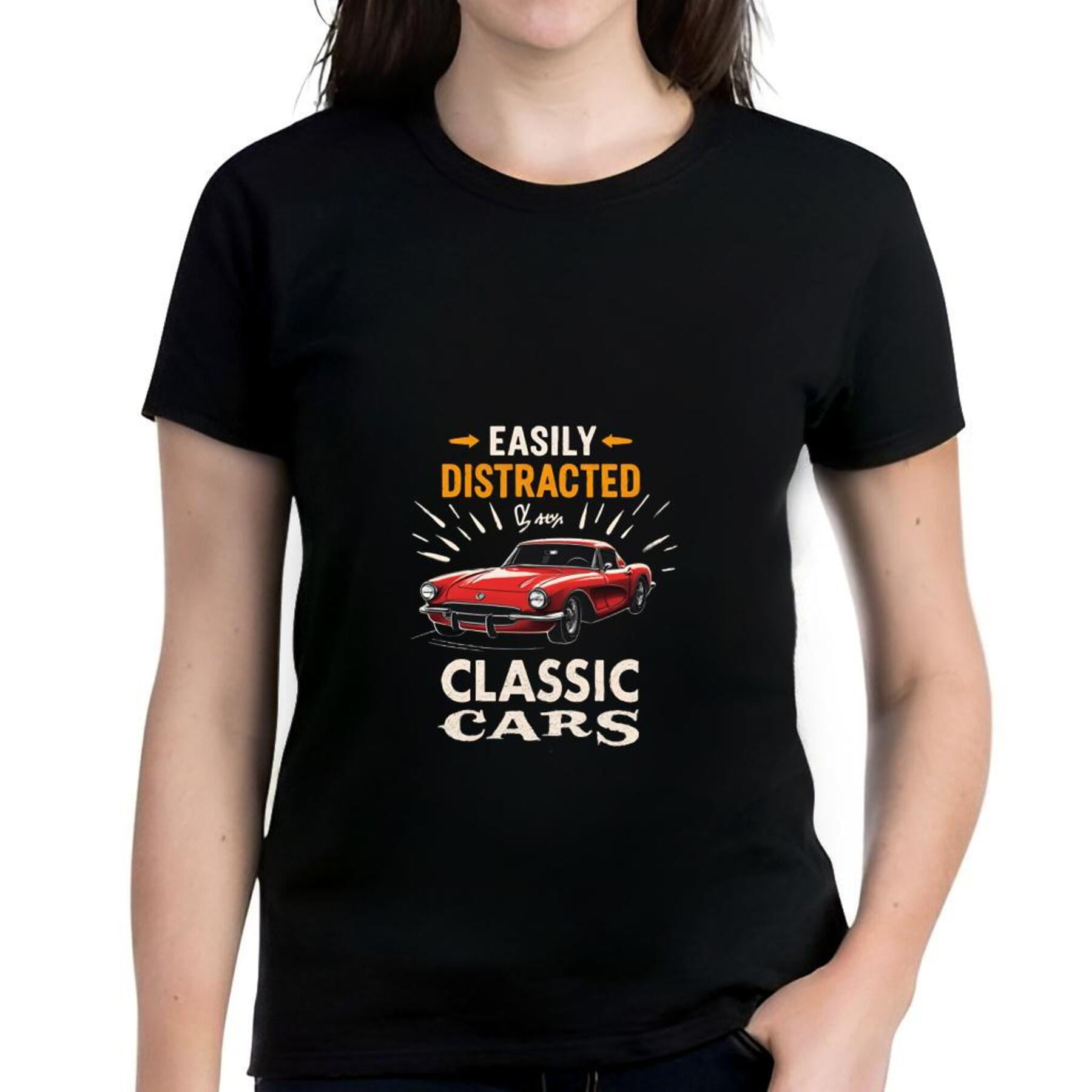 Easily Distracted Classic Cars Graphic Cotton Short Sleeve T-Shirt for ...
