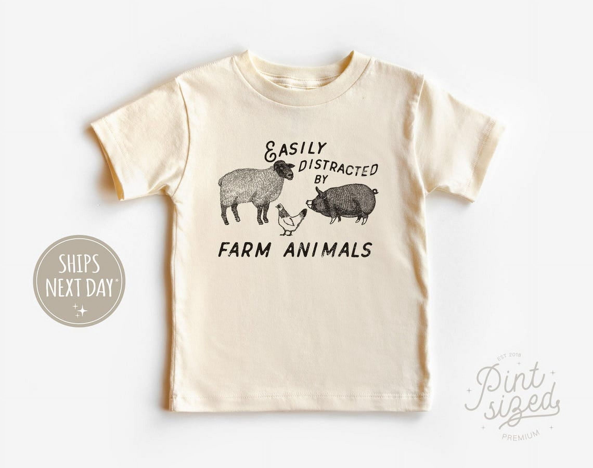 Easily Distracted By Farm Animals Toddler Shirt - Chicken Sheep Cow Tee ...