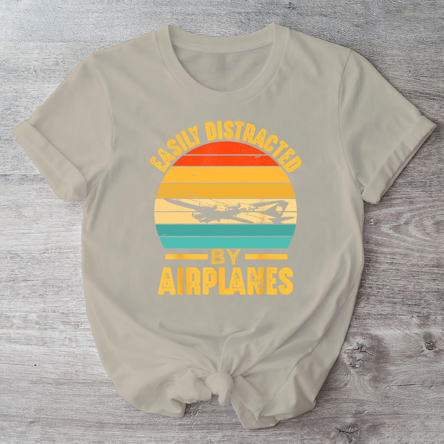 Easily Distracted by Airplanes, Gift for Airplane Lover,Aviation Shirt,Funny Pilot Shirt,Gift ...