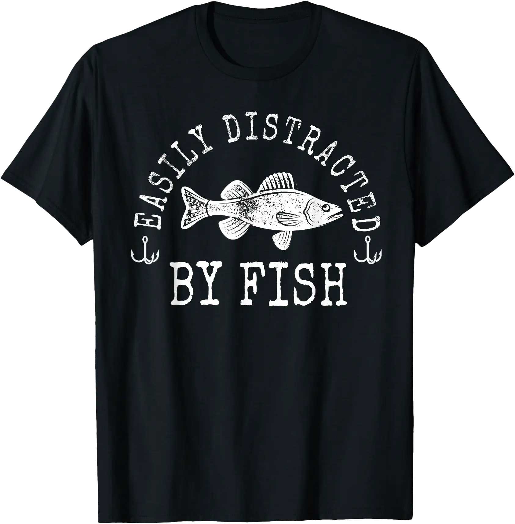 Easily Distracted by Fish Funny Fishing T-Shirt for Casual Outdoor ...