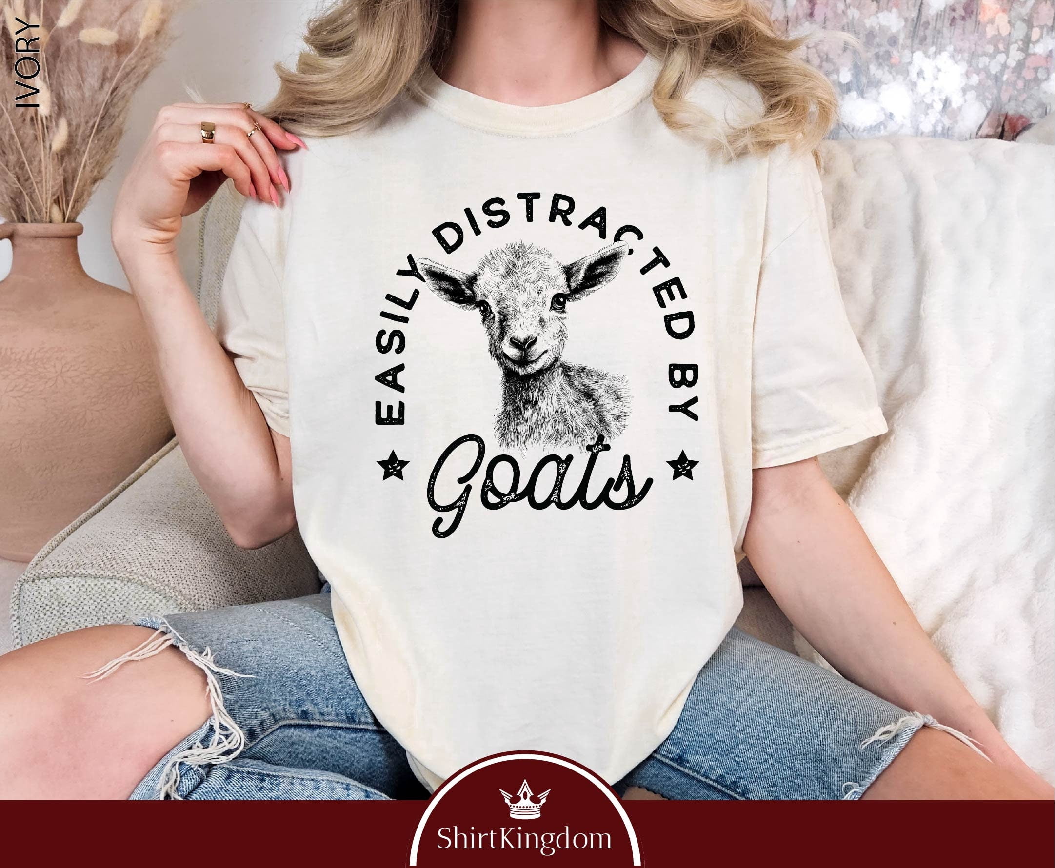 Easily Distracted by Goats Shirt, Cute Goats Shirt, Farm Girl Birthday ...