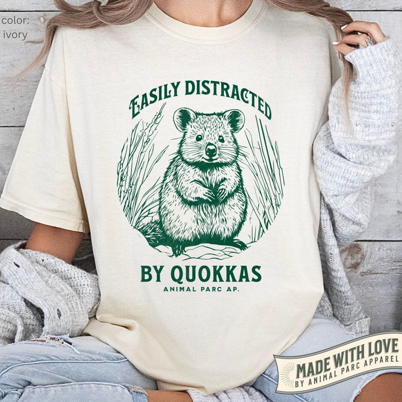 Easily Distracted by Quokkas Vintage T Shirt, Cute Funny Quokka Shirt ...