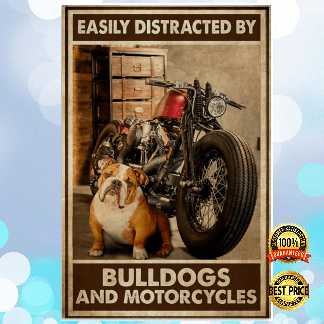 Easily distracted by bulldogs and motorcycles poster 24 x 36 Inch ...