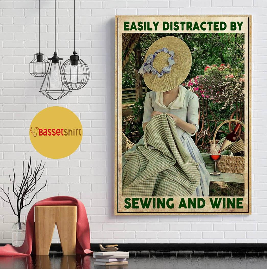 Easily distracted by sewing and wine vertical poster 11 x 17 Inch ...