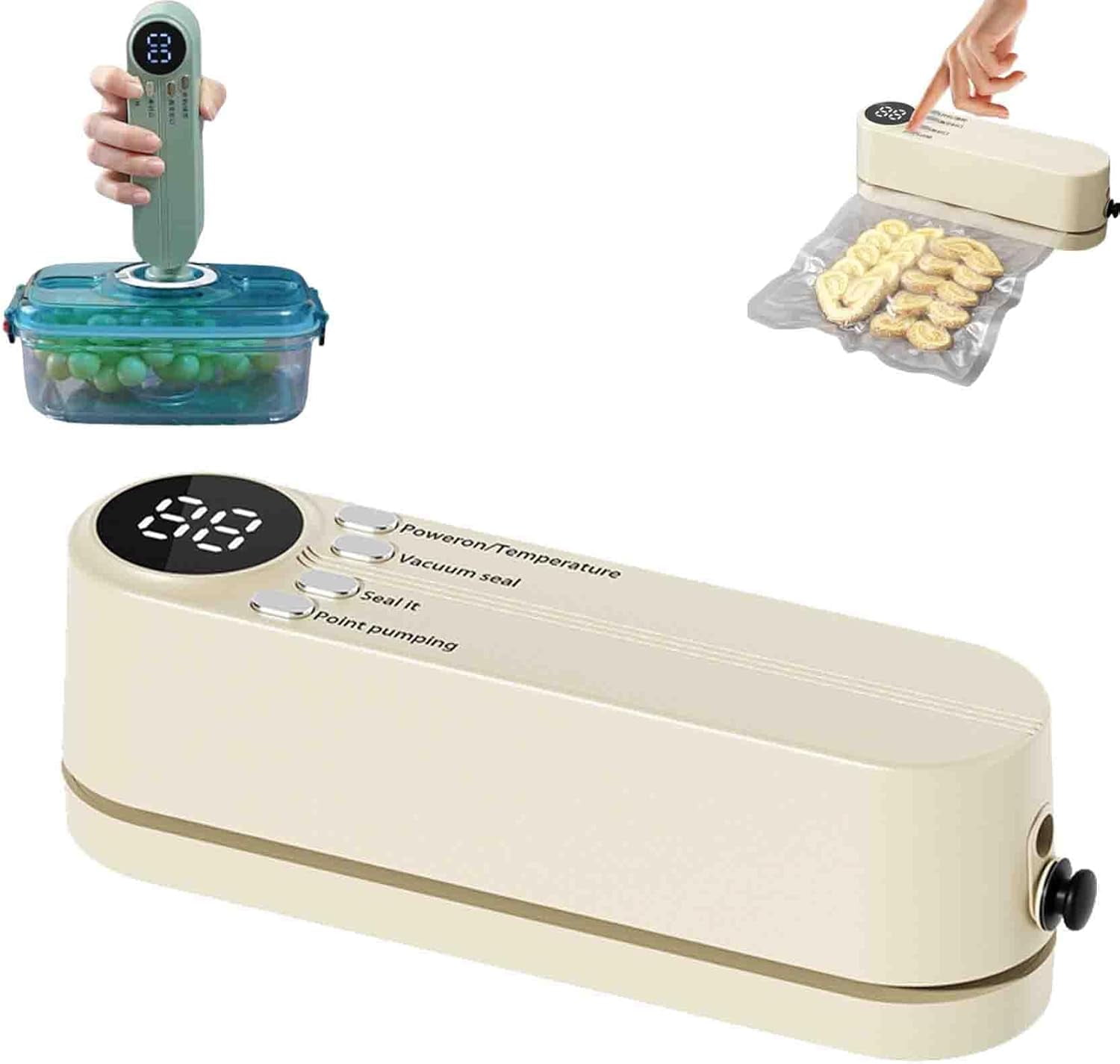 Easilyous Vacuum Sealer, Easilyus Mini Cordless Vacuum Sealer, 3 in 1 ...