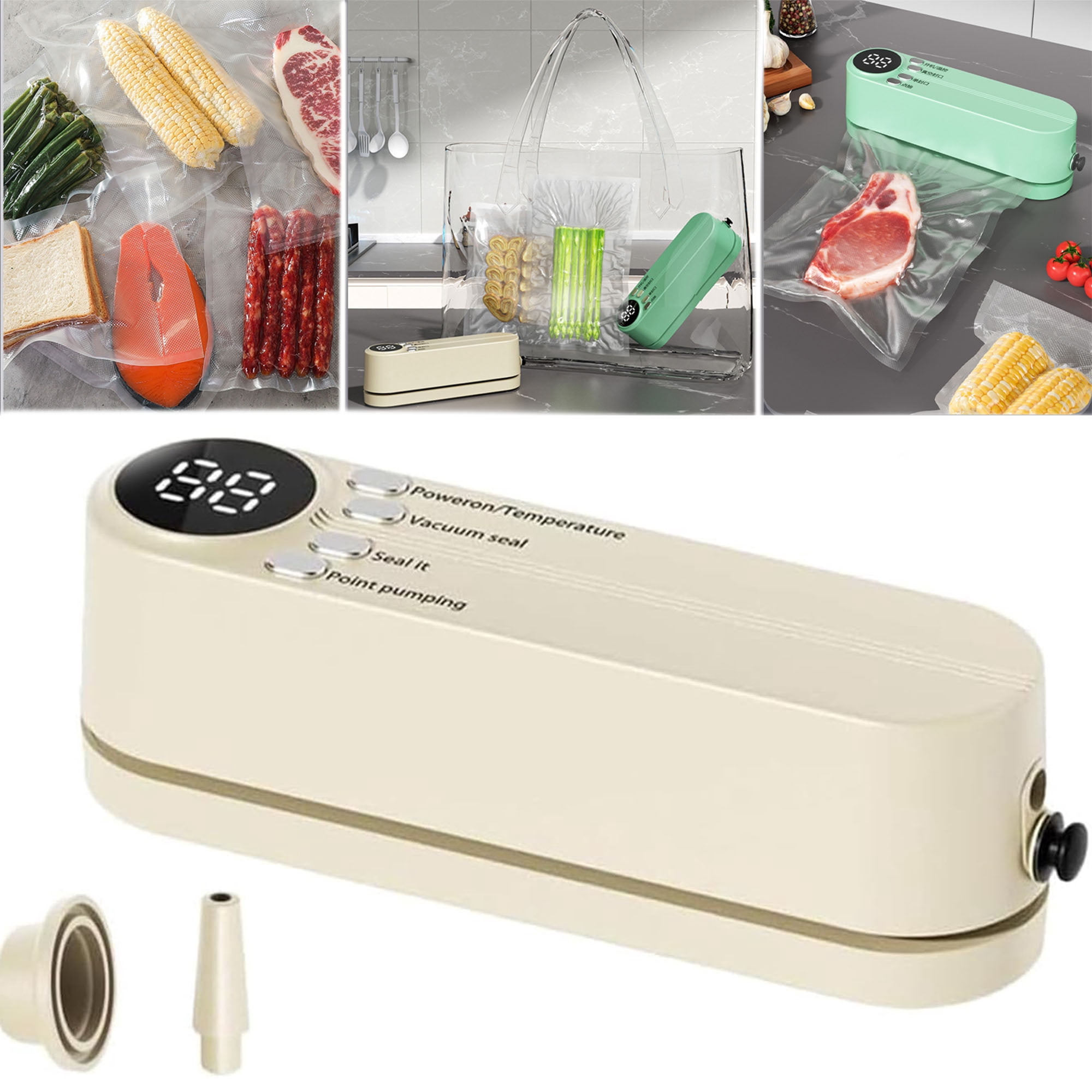 Easilyous Vacuum Sealer, Mini Cordless Vacuum Sealer, 3 in 1 ...