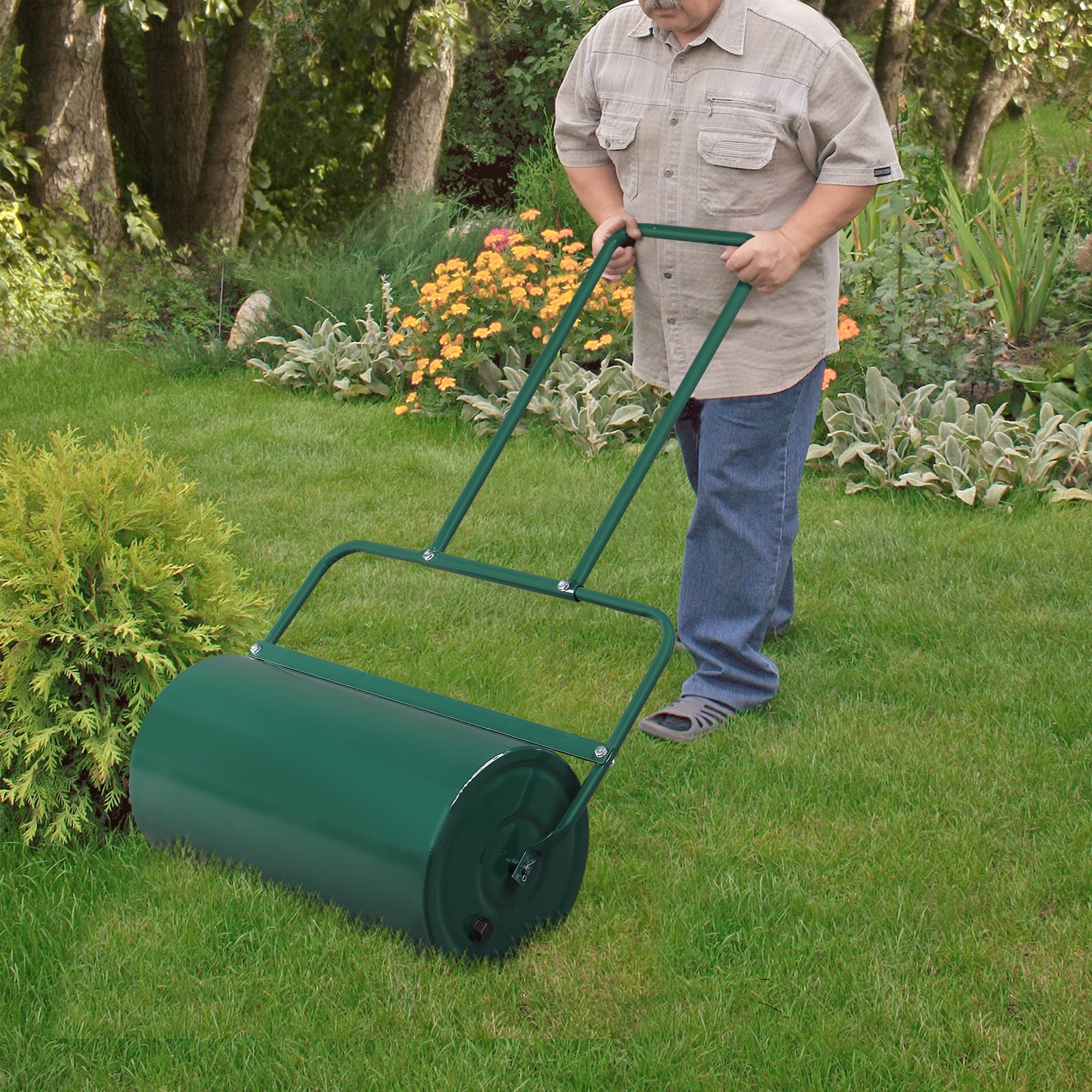 EasingRoom Manual Hand Push 24in Steel Garden Roller, Water Filled Lawn ...