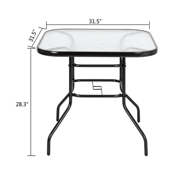 EasingRoom 32'' Dining Patio Table, Tempered Glass & Metal Frame ...