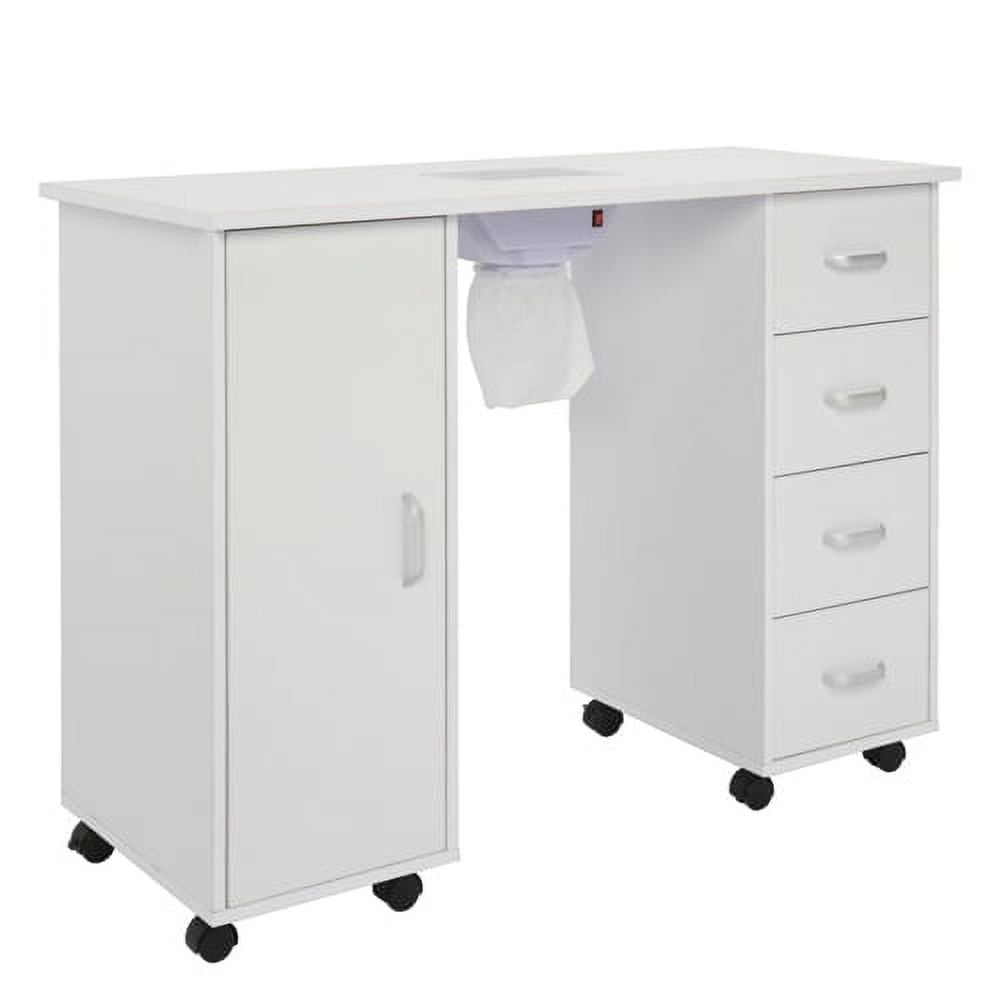 EasingRoom 4 Removable Drawers Professional Nail Table with Fan,White ...