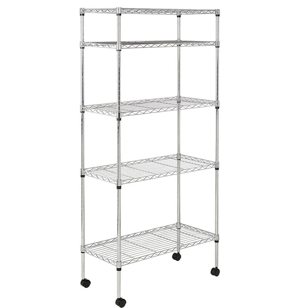 EasingRoom 5-Shelf Rolling Shelving Storage Rack w/4 Wheels for Garage ...