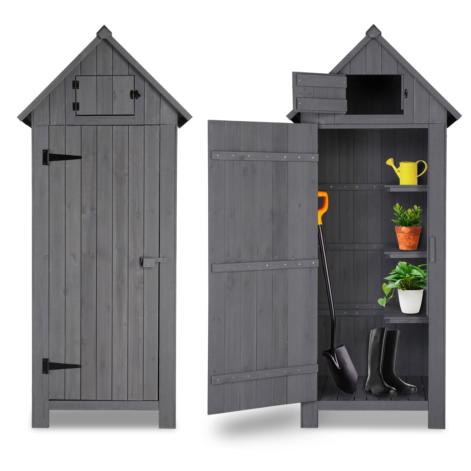 EasingRoom 70'' Lawn Equipment Utility Storage Shed, Tall Side Yard ...