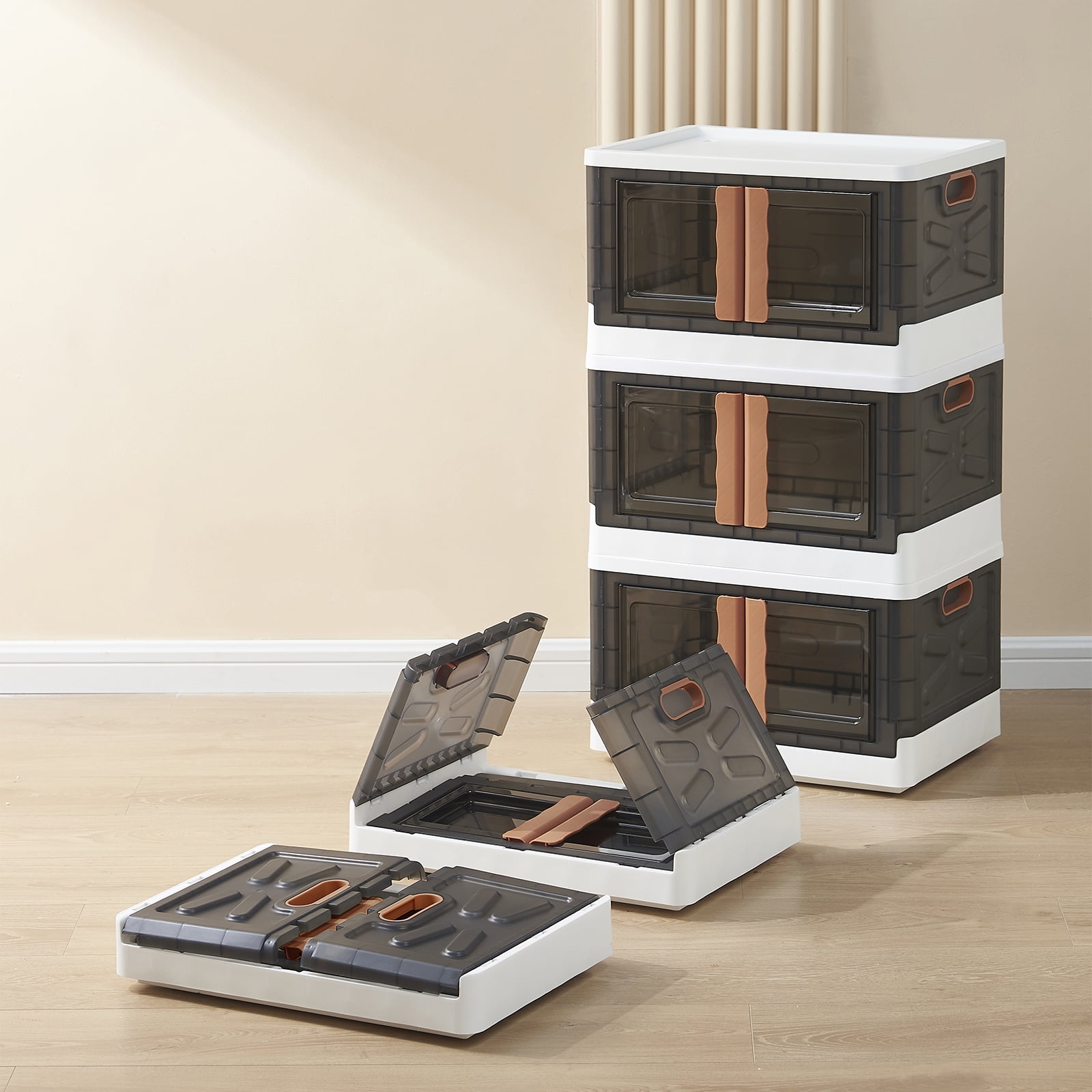 EasingRoom Storage Bins with Lids, 3 Packs Stackable Plastic Storage ...