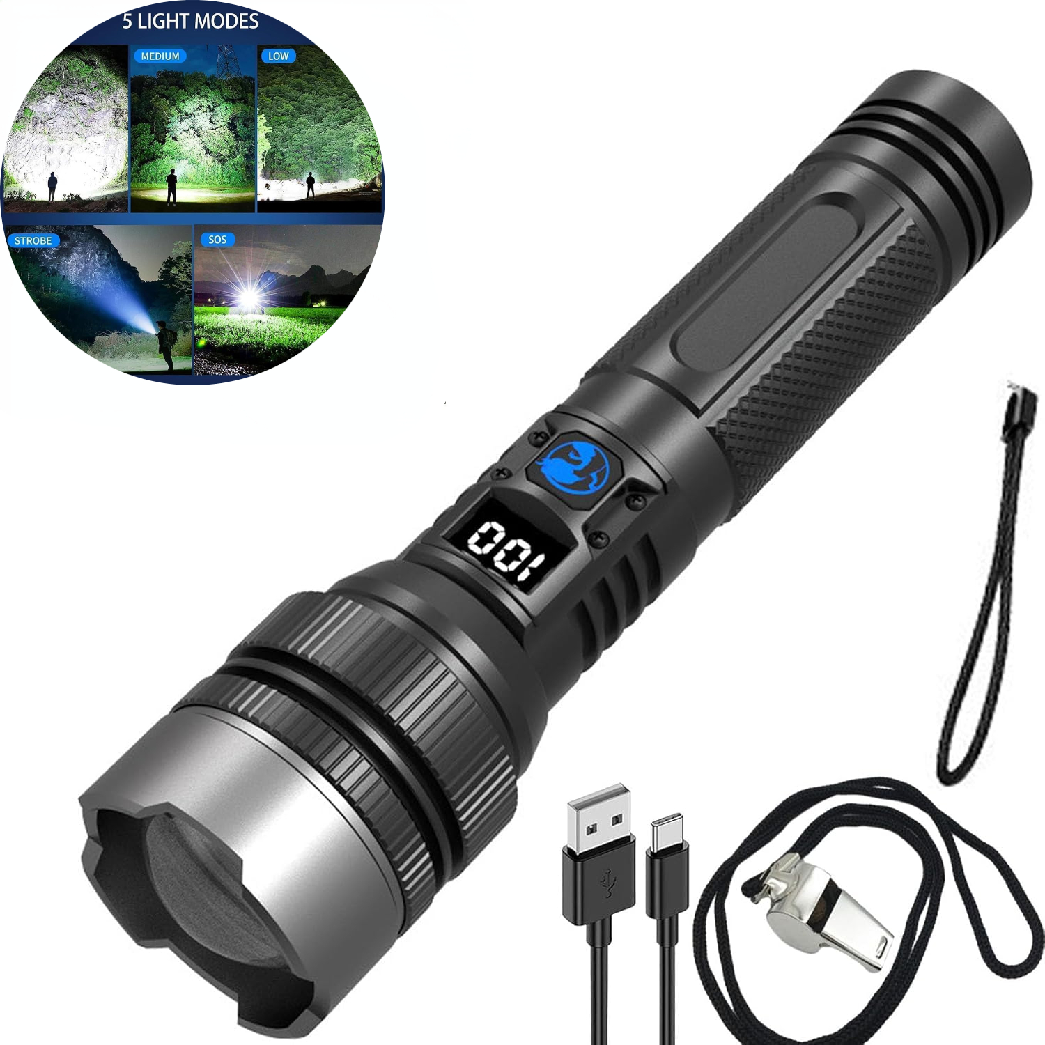 Easiotward Flashlight, Happytion/Strictrigid Rechargeable Tactical ...