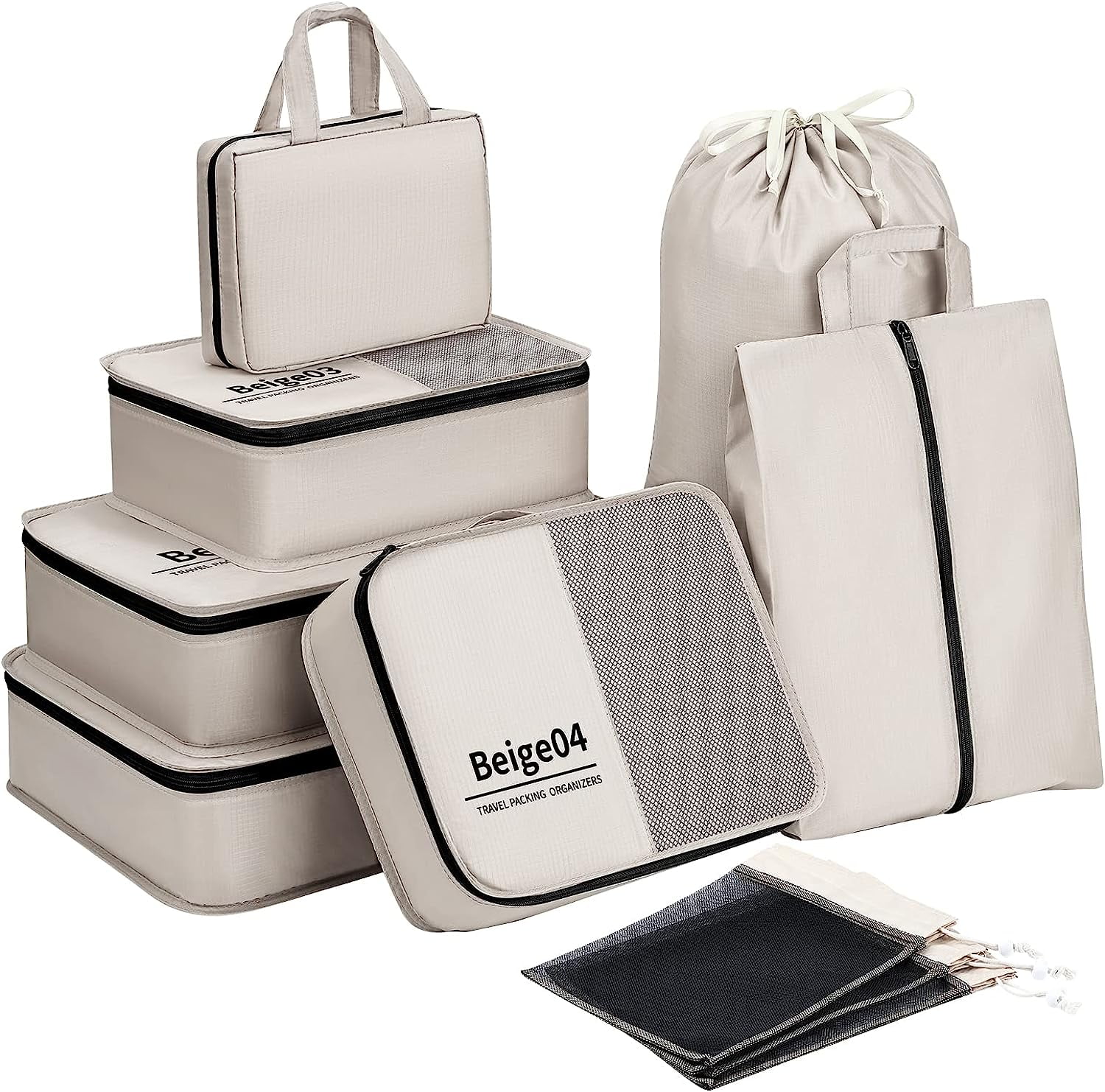 Easortm Packing Cubes 10 Set, Suitcase Organizer Bags Set Portable ...