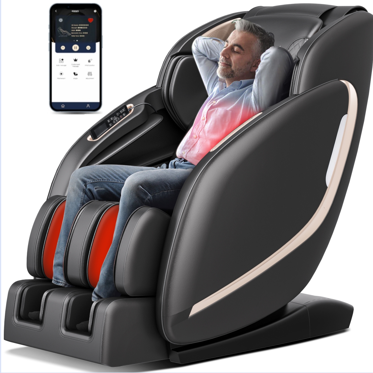 Easpearl Massage Chair Full Body Zero Gravity Shiatsu Massager with SL ...
