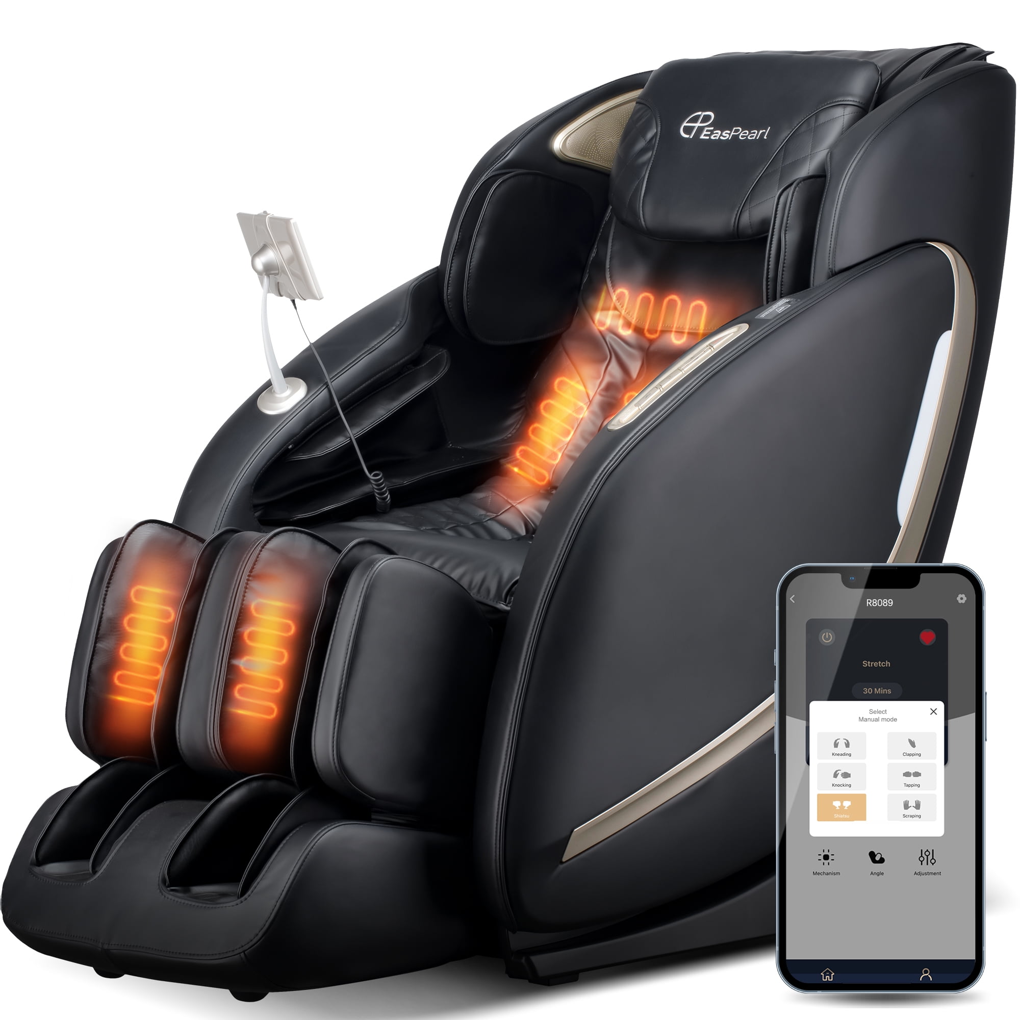 Easpearl Full Body Shiatsu Massage Chair with SL Track, Seat and Leg ...
