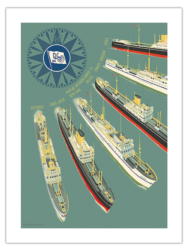 East Asiatic Company Denmark - Passenger Service to Asia - Vintage ...