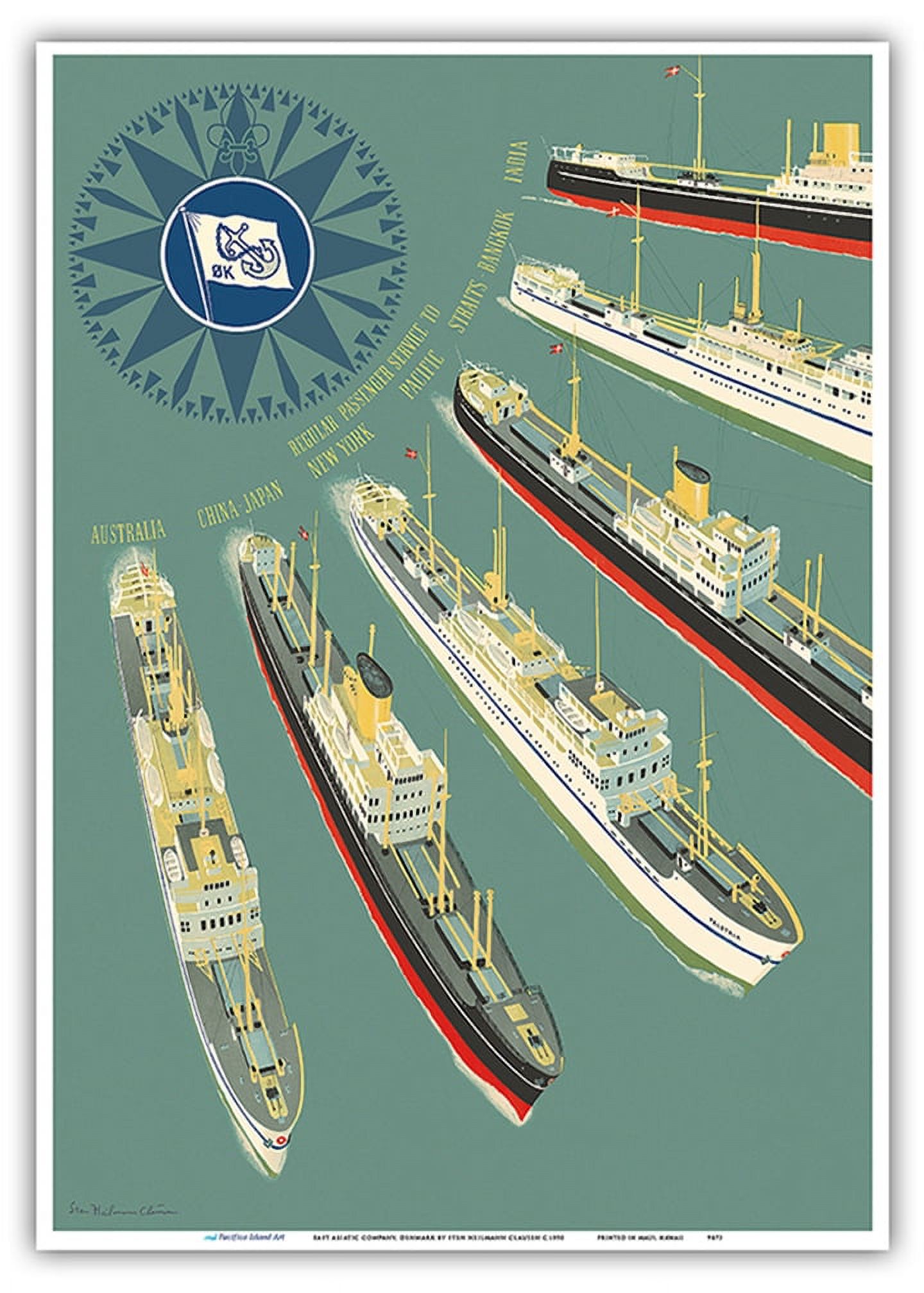 East Asiatic Company Denmark - Passenger Service to Asia - Vintage ...