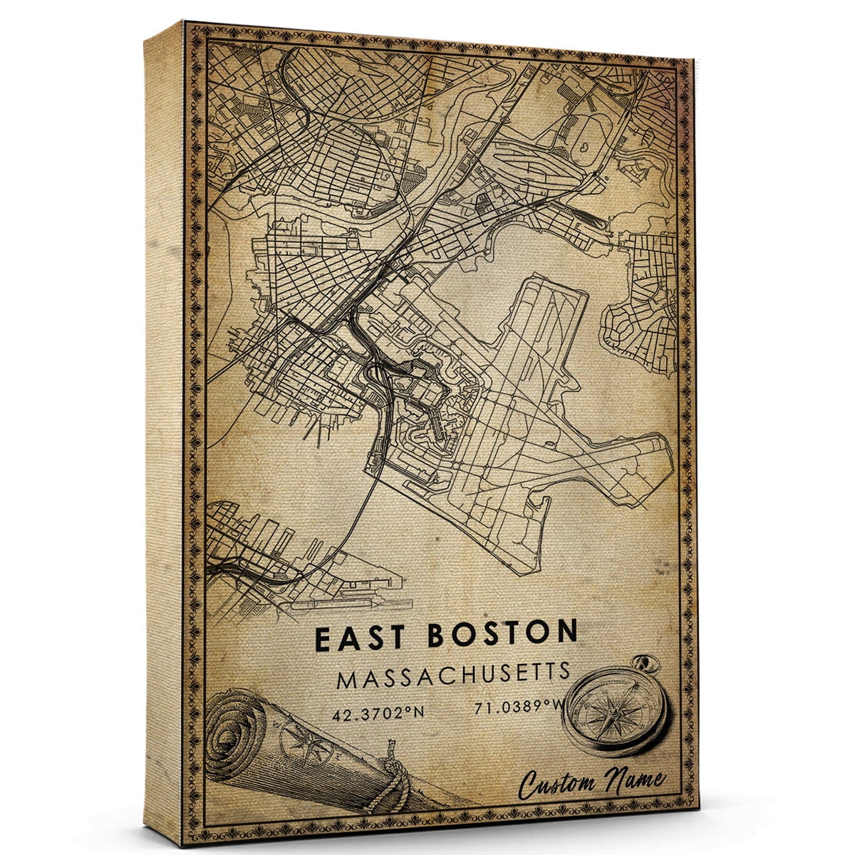 East Boston Map Poster, Massachusetts Map Art Poster, Canvas, East ...
