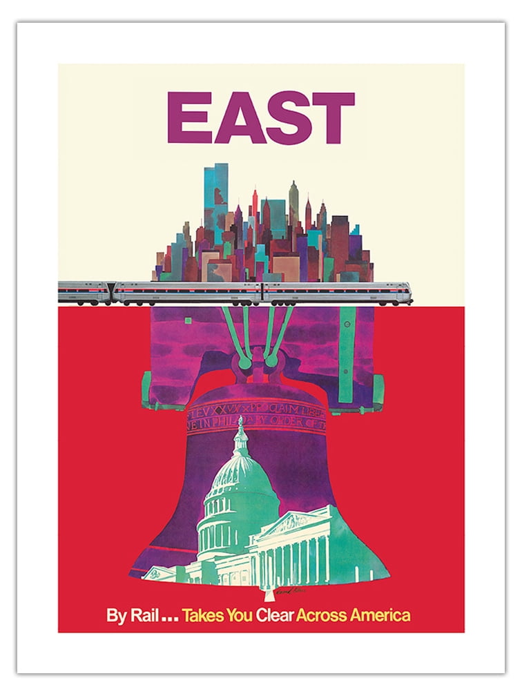 East By Train - Liberty Bell Philadelphia Washington New York - Vintage ...
