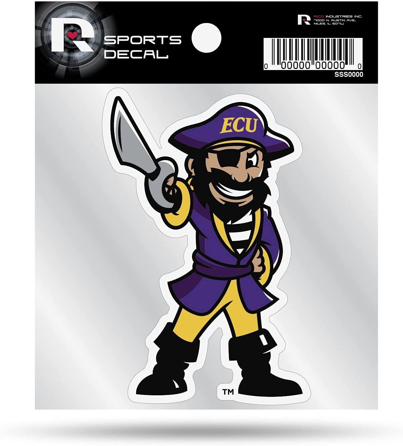 East Carolina University Pirates 4x4 Inch Die Cut Decal Sticker, Mascot ...