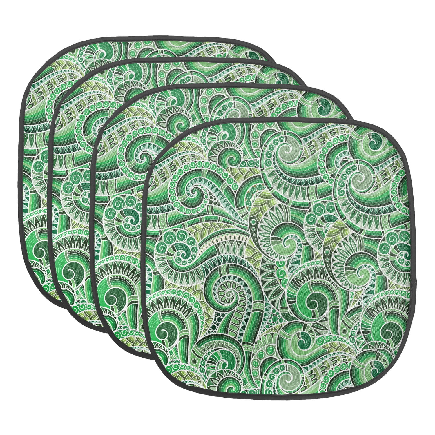 East Chair Seating Cushion Set of 4, Classic Design Swirl Doodle Floral ...