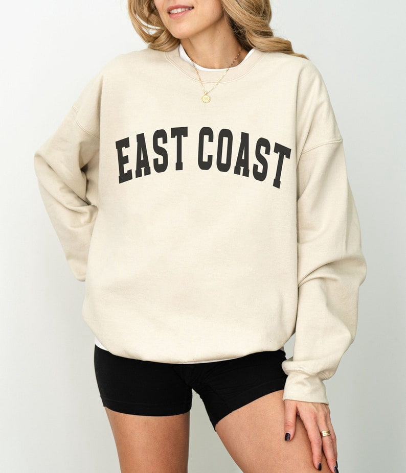 East Coast Sweatshirt, East Coast Travel Crewneck, Trendy Varsity ...