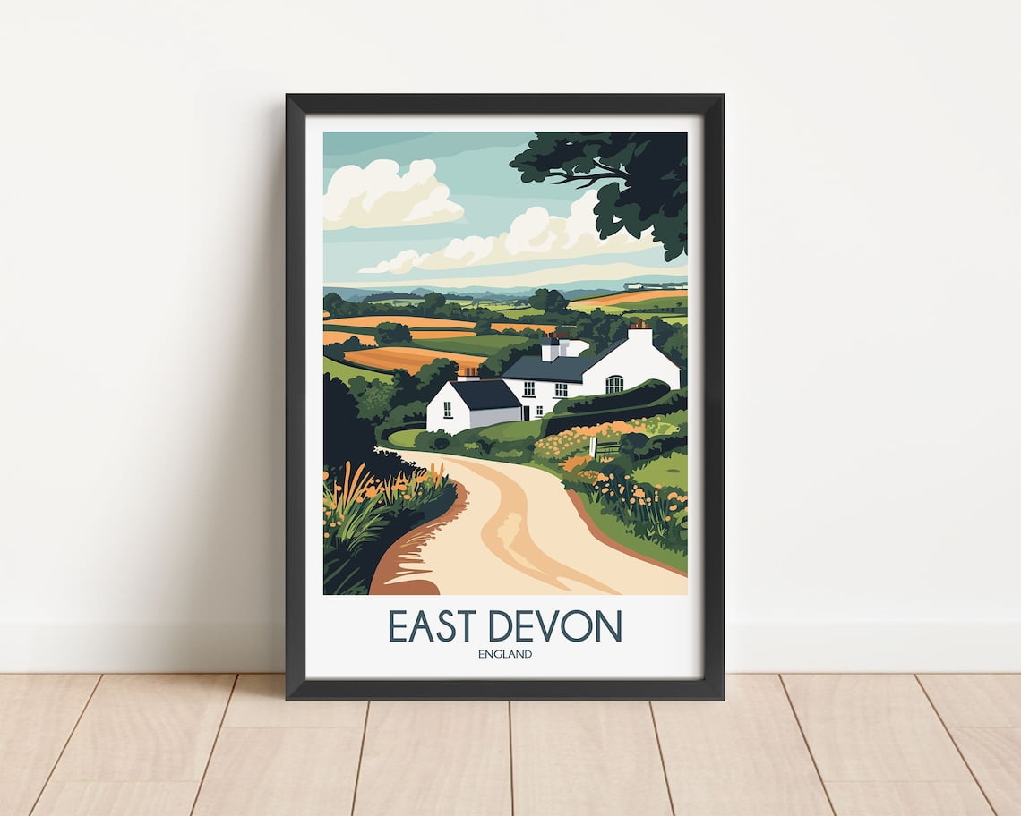 East Devon Poster England Scenic Landscape Art Print, Unframed Canvas ...