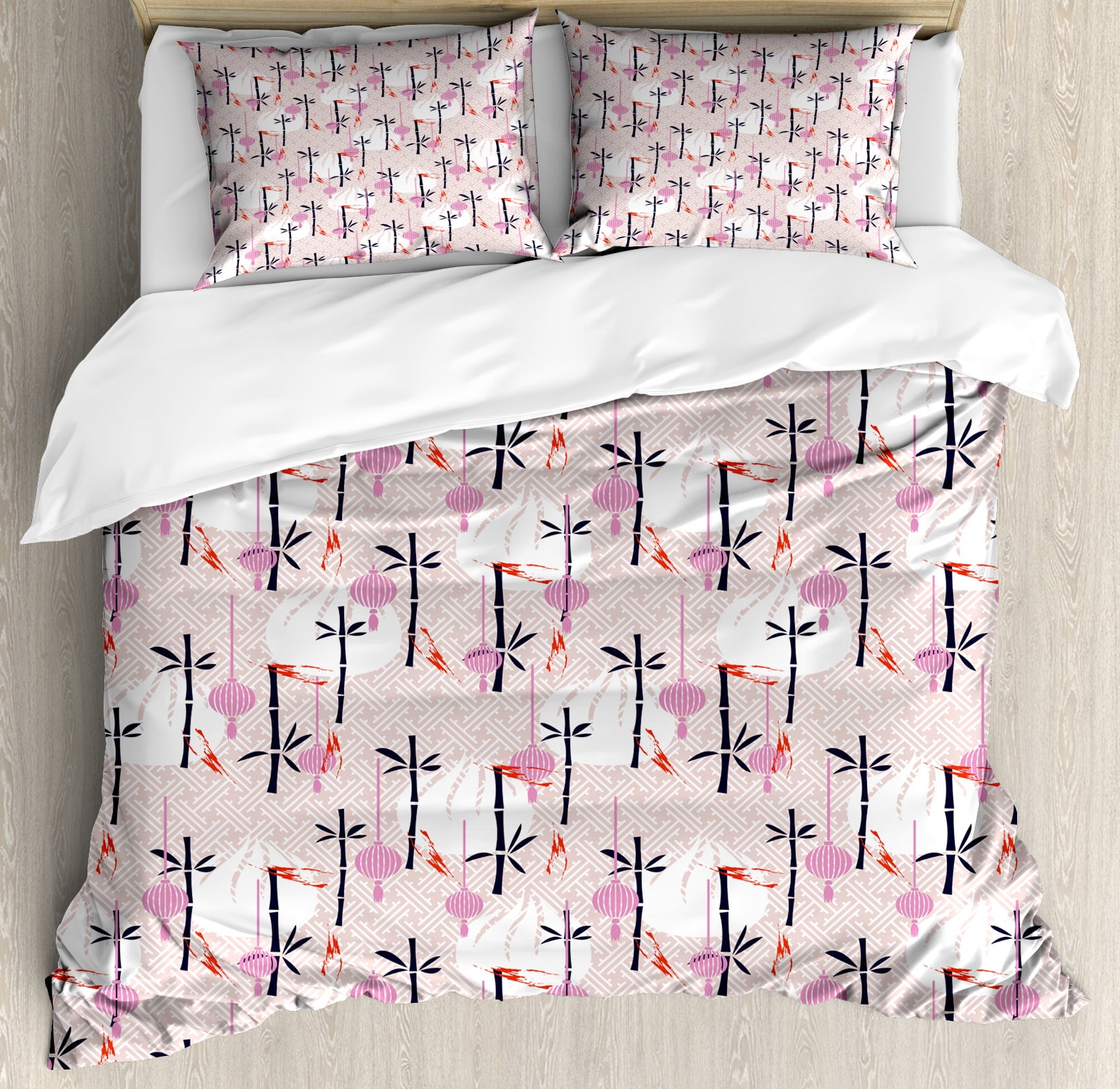 East Duvet Cover Set, Pastel Dim Sum and Tree Motifs Traditional ...