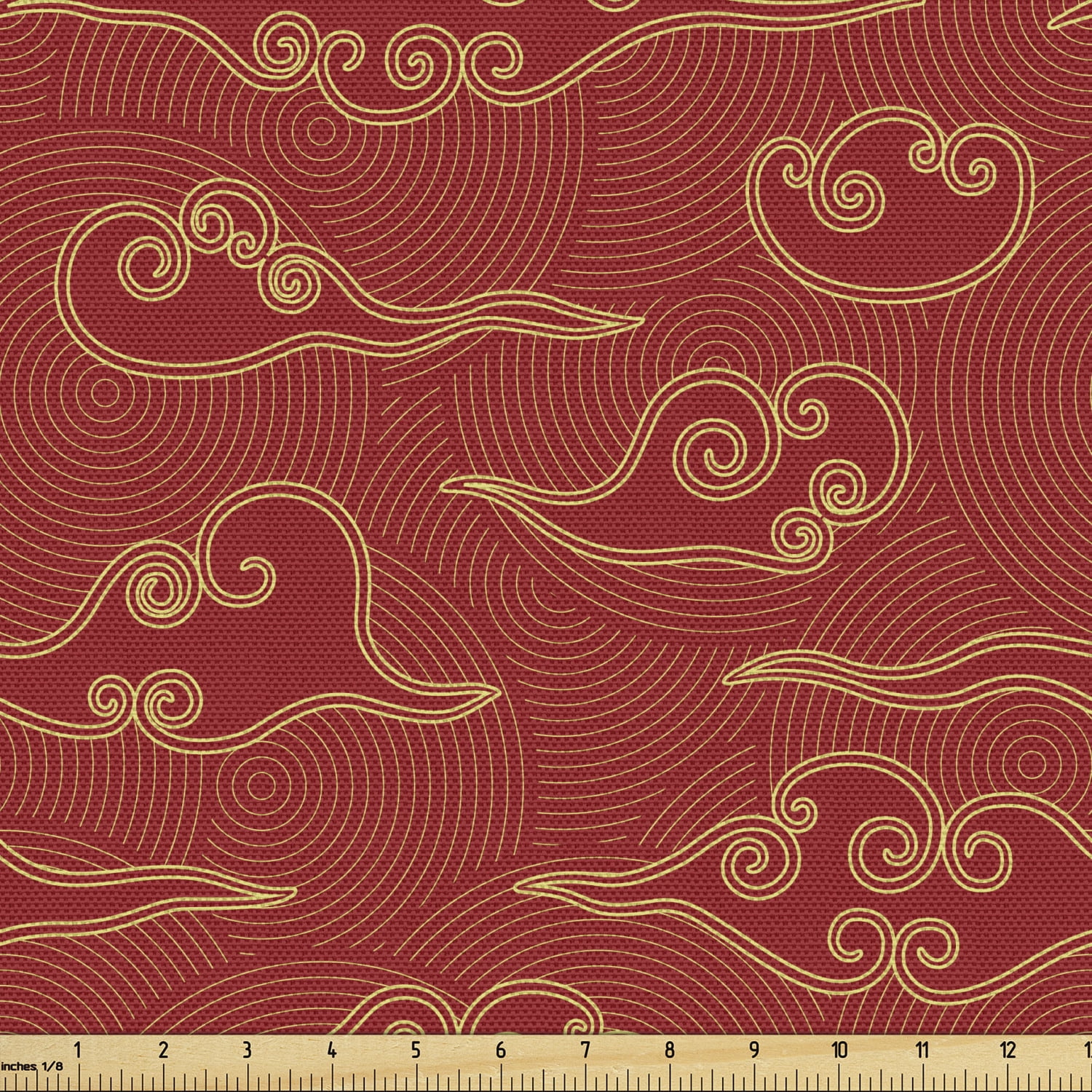 Ambesonne East Fabric by the Yard Upholstery, Far Eastern Folk Clouds ...
