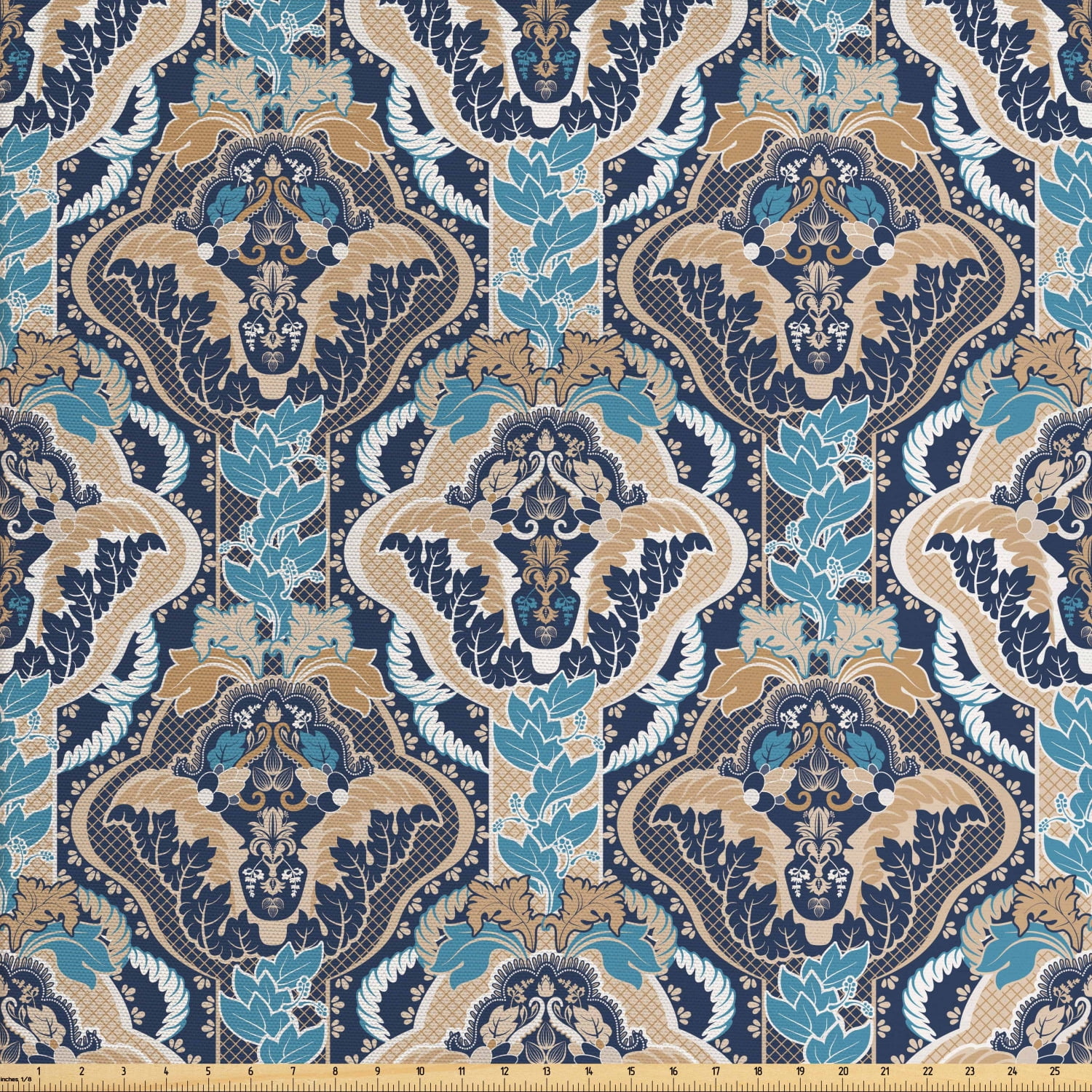 East Fabric by the Yard Upholstery, Vintage Eastern Abstract Floral ...
