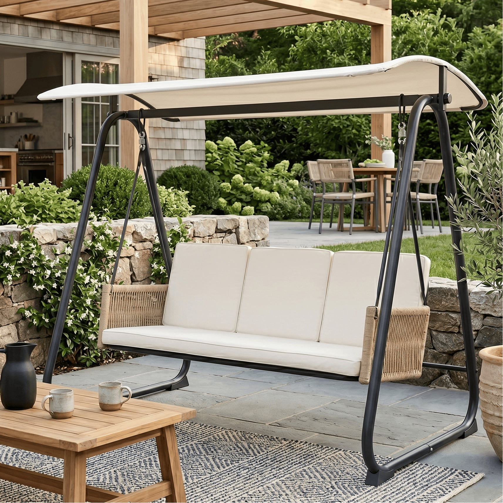 East Green Parker Patio Swing with Canopy for Resort Patios - Walmart ...