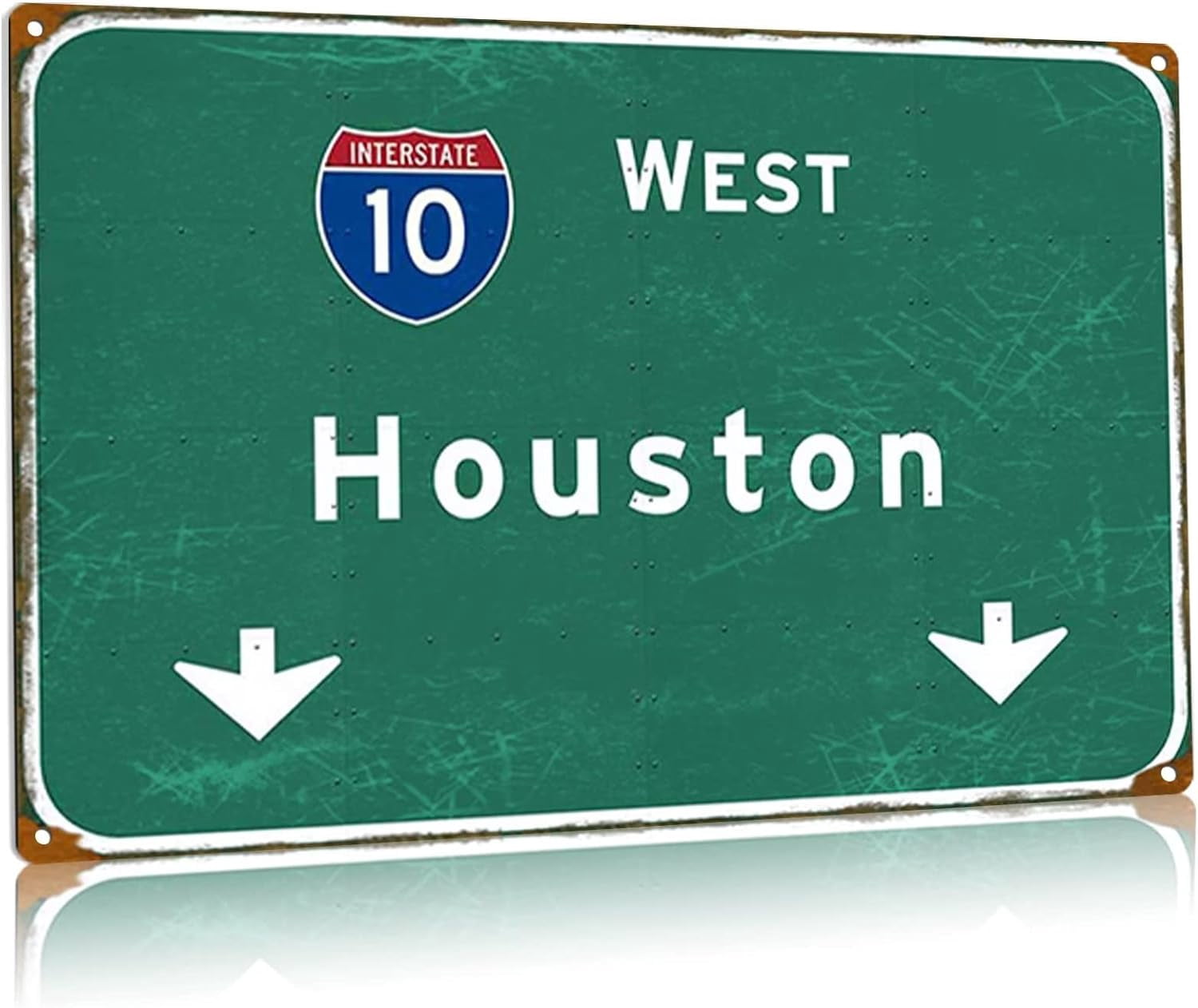 East Houston Metal Tin Sign Interstate 10 Direction Sign Airport ...