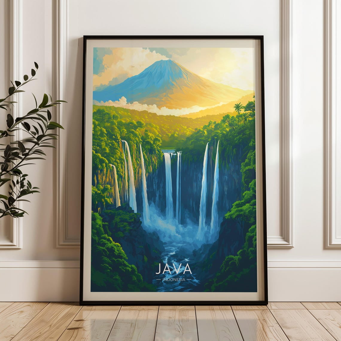 East Java Travel Poster - Indonesia Wall Art Print, Illustration ...