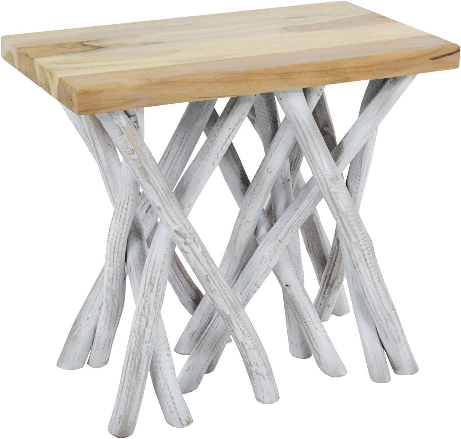 East at Main Handcrafted Teakwood Stump End Table – 100% Solid Wood ...