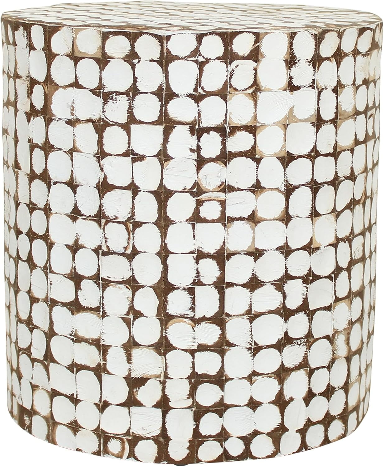 East at Main Round Coconut Shell Side Table - Boho Accent Table, Rustic ...