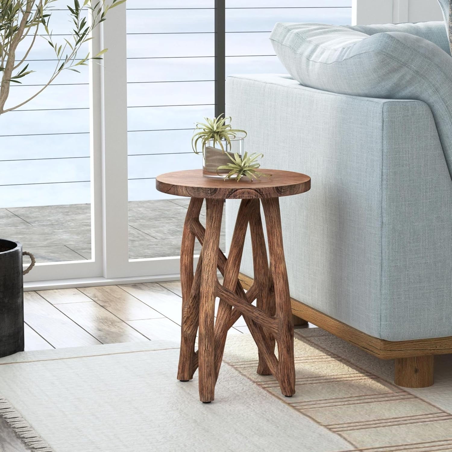 East at Main Solid Wood Round Side Table, End Table & Plant Stand ...