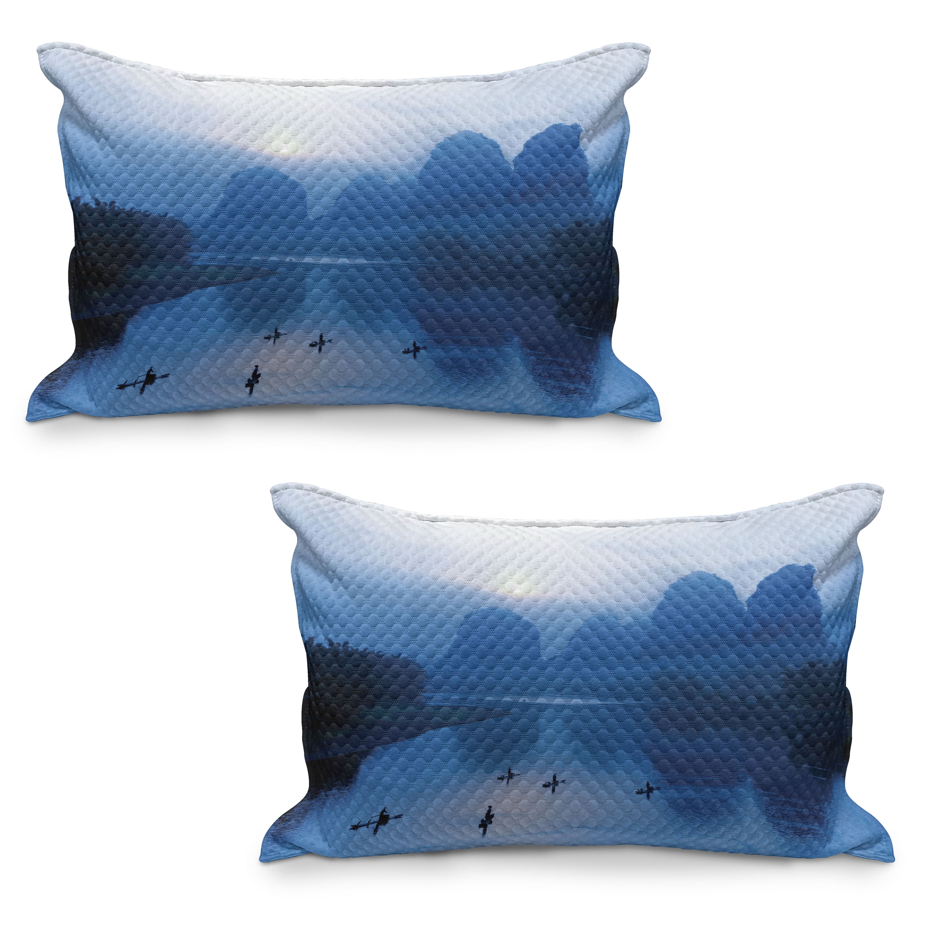 East Quilted Pillowcover Set of 2, Sunrise with Raft at Yangshuo on Li ...