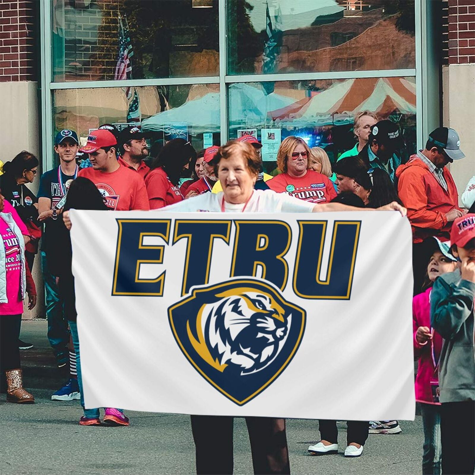 East Texas Baptist University Logo Banner Breeze Flag Double sided ...