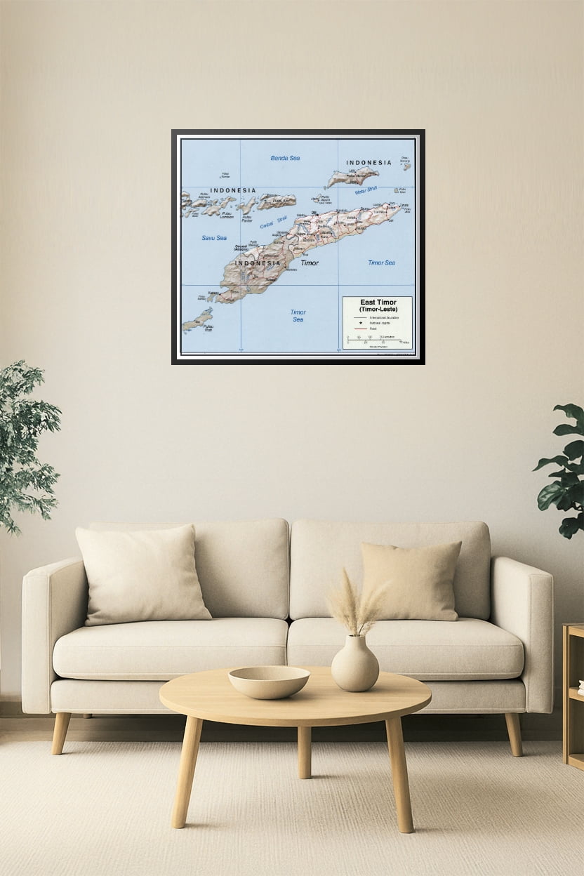 East Timor Map Poster – Timor-Leste with Capital and Borders 【Coated ...