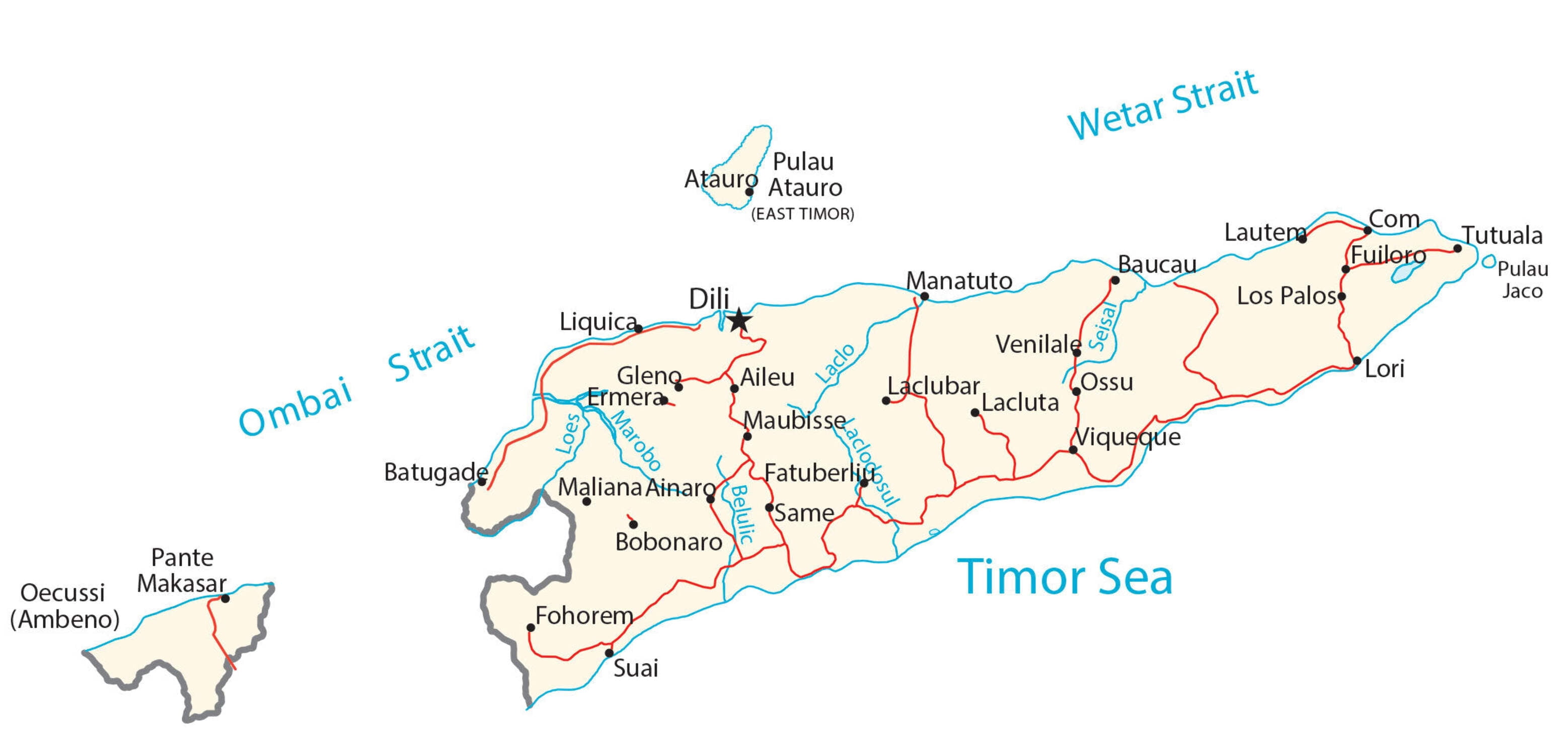 East Timor Road Map GLOSSY POSTER PICTURE PHOTO PRINT BANNER ...