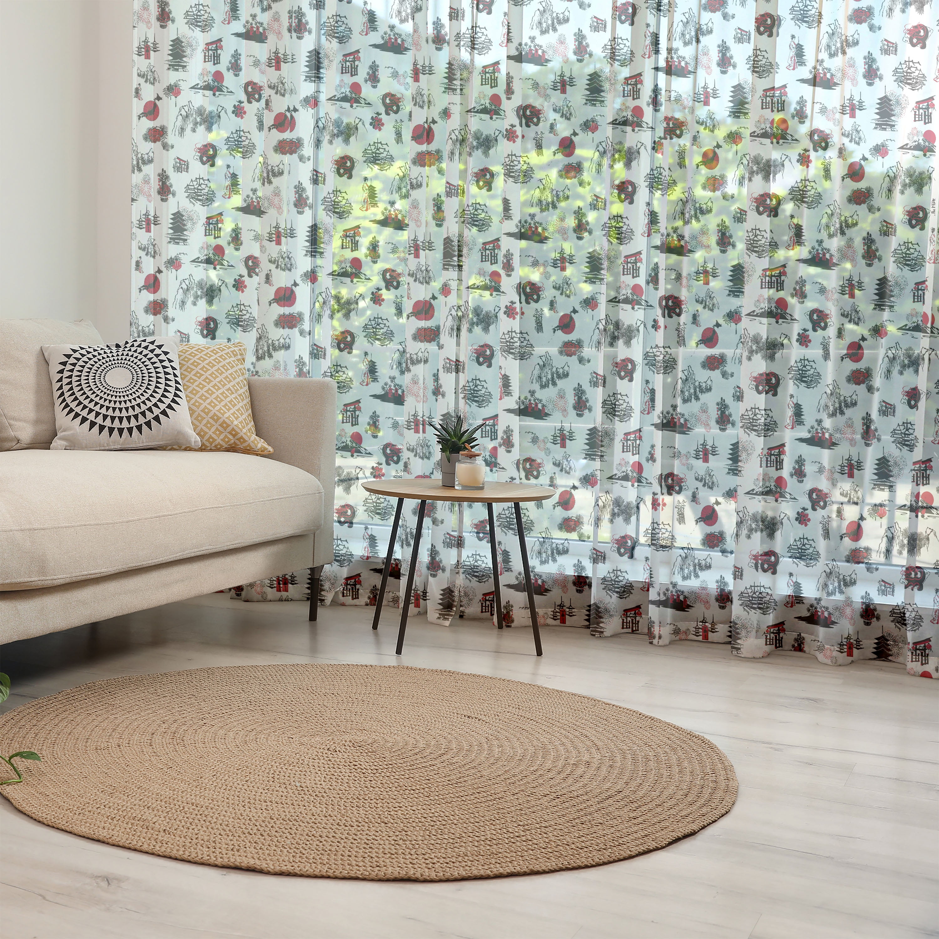 East Tulle Curtains with Rod Pocket, Japanese Architecture Towers ...