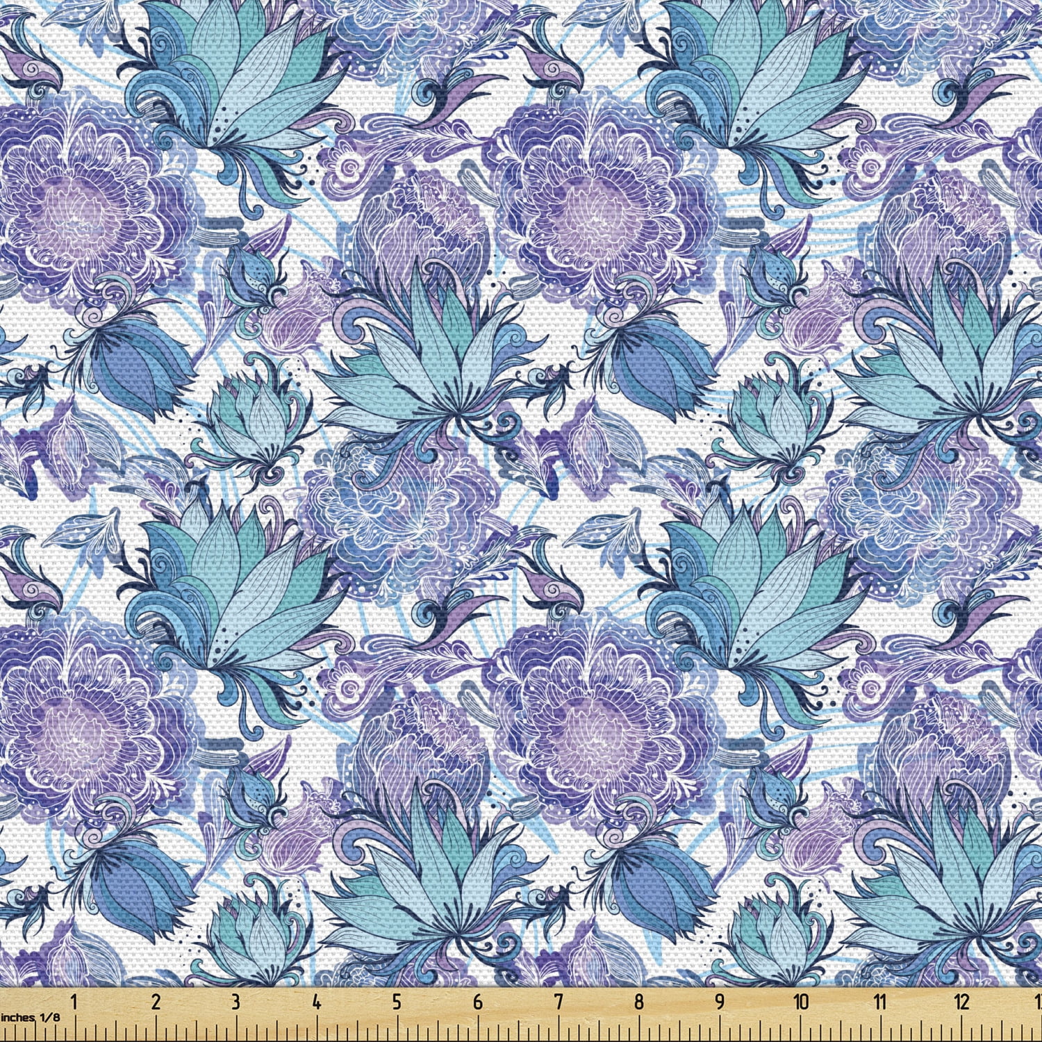 Ambesonne East Fabric by the Yard Upholstery, Far Eastern Floral ...
