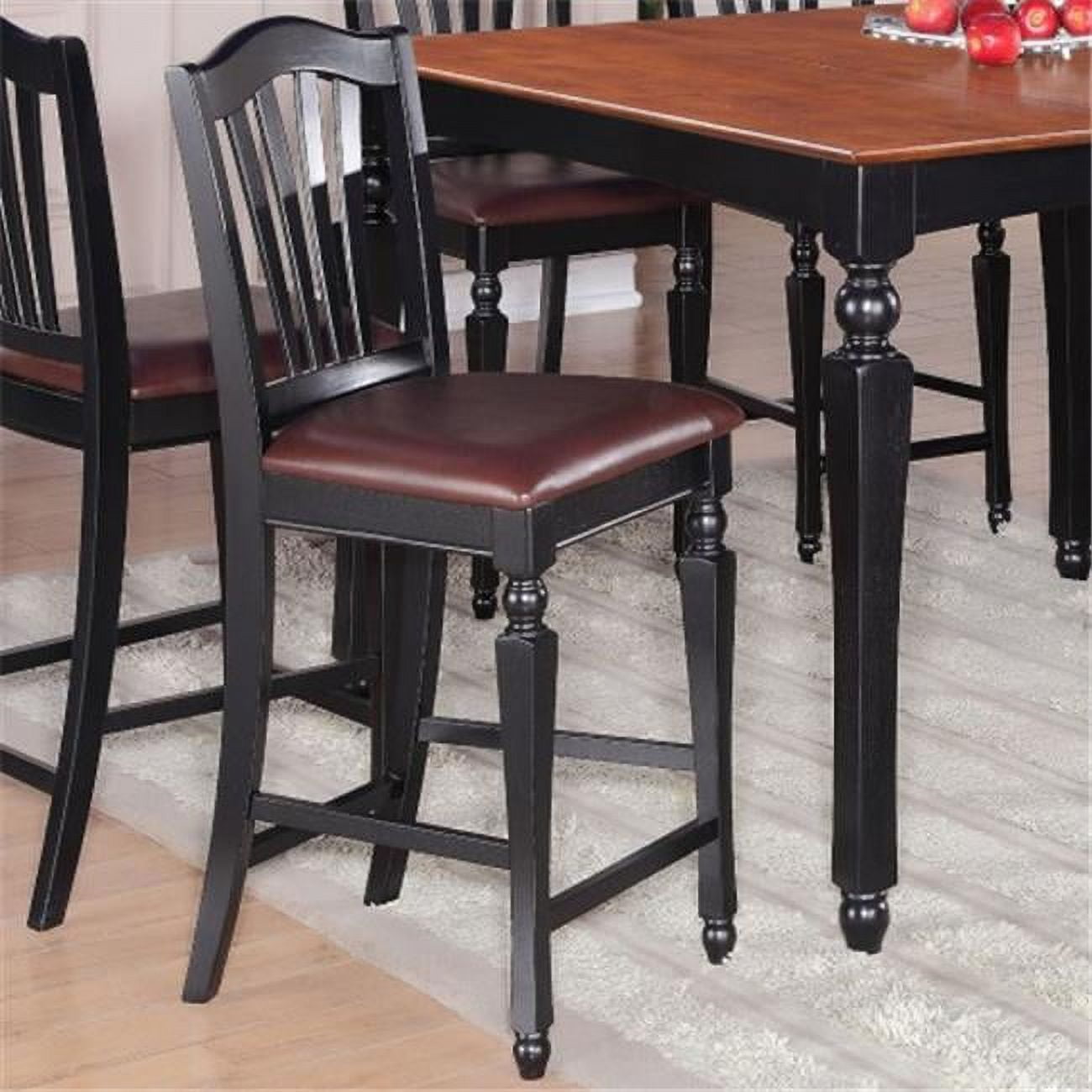 East West CC-BLK-LC Chelsea Stools with FAUX LEATHER upholstered seat ...