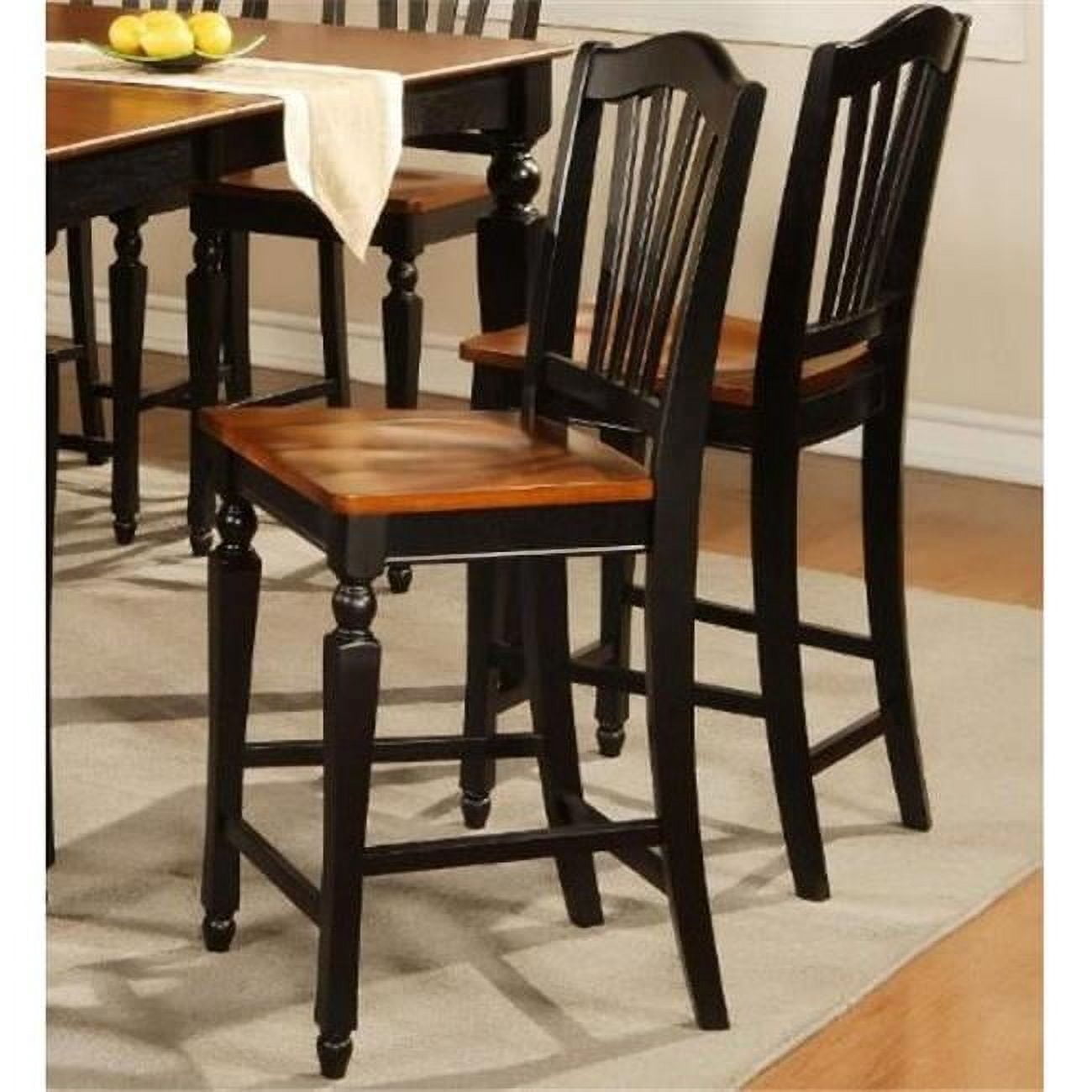 East West CC-BLK-W Chelsea Stools with wood seat- 24 in. seat height ...