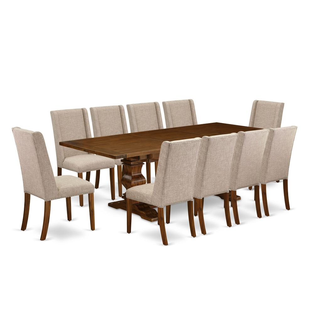 East West Furniture 11-Pieces Dining Set - A Butterfly Leaf Double ...