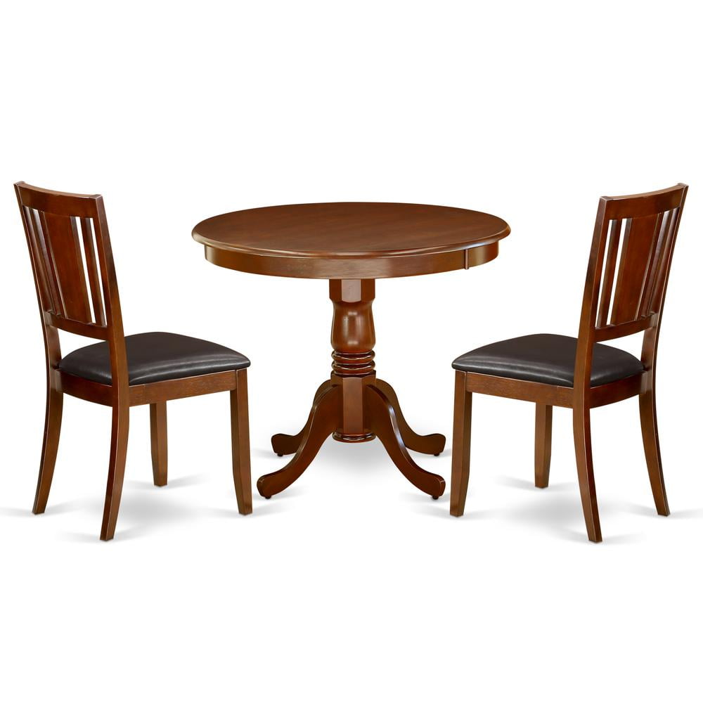 East West Furniture 3 Piece Contemporary Mahogany Dining Table Set ...