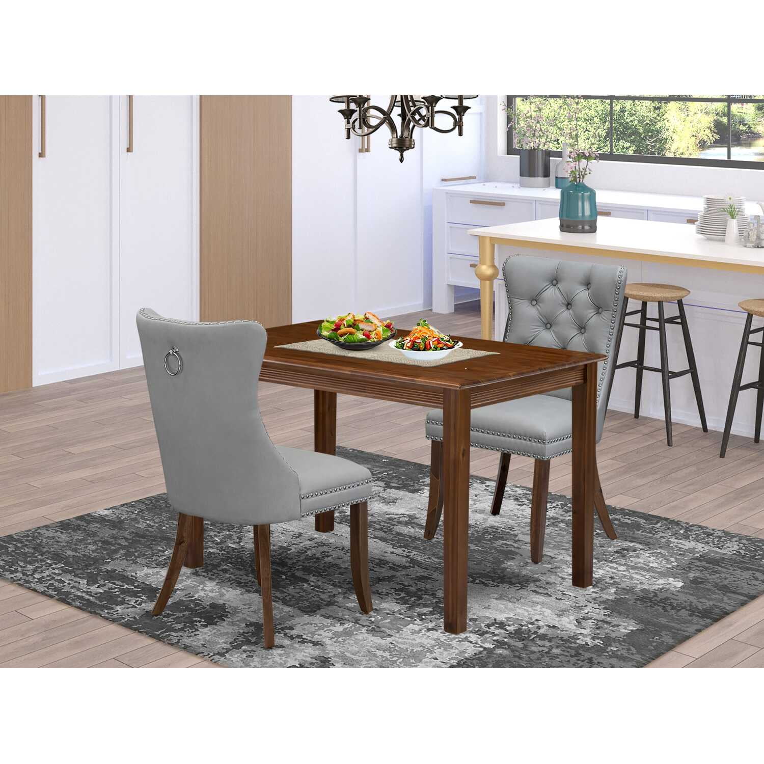 East West Furniture 3 Piece Dinette Set Contains a Rectangle Dining ...